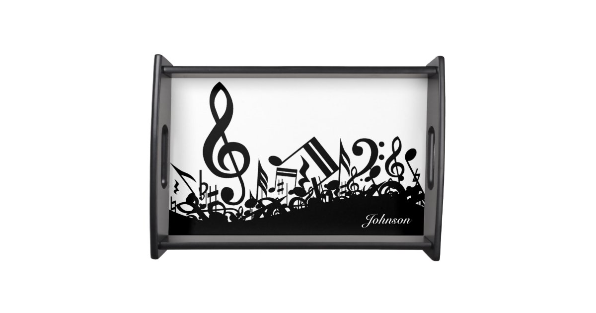 Musical Notes Custom Name Serving Tray | Zazzle