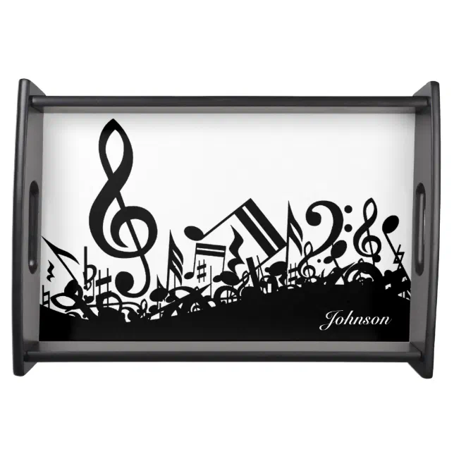 Musical Notes Custom Name Serving Tray | Zazzle