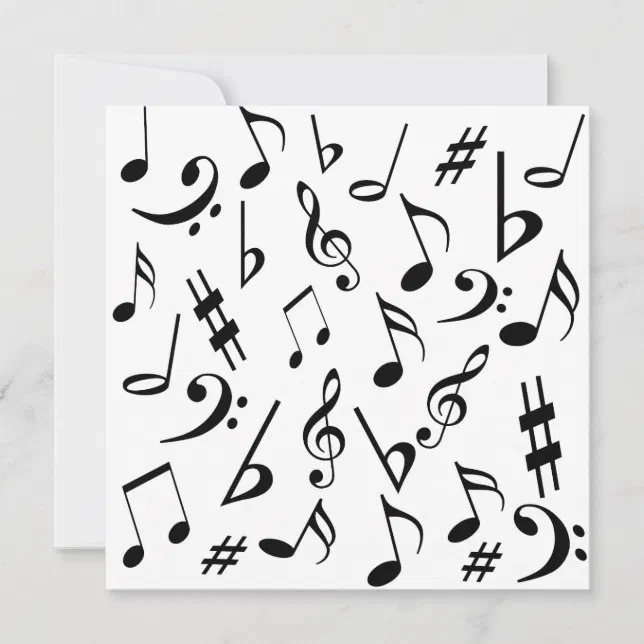 Musical Notes Customizable Invitation Black White | Zazzle