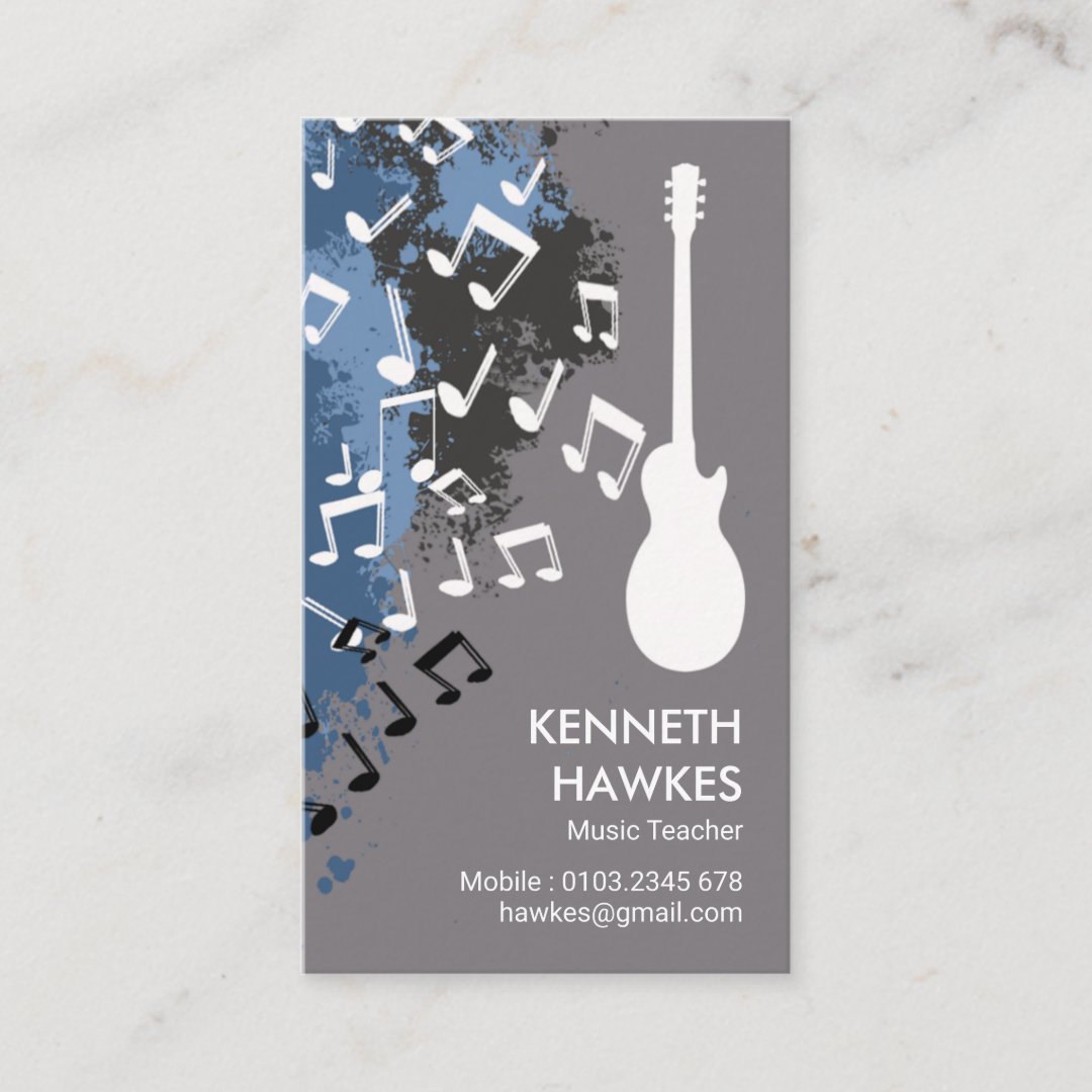 Musical Notes Guitar Riff Musician Business Card | Zazzle