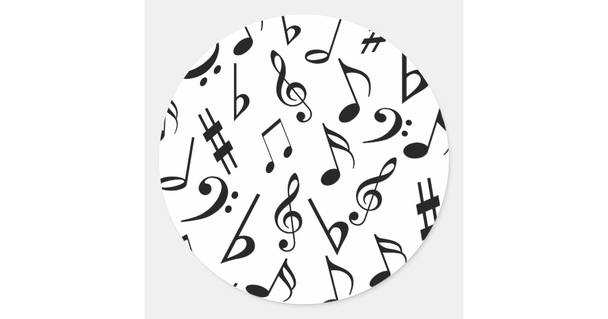 Musical Notes Music Stickers - Black and White | Zazzle