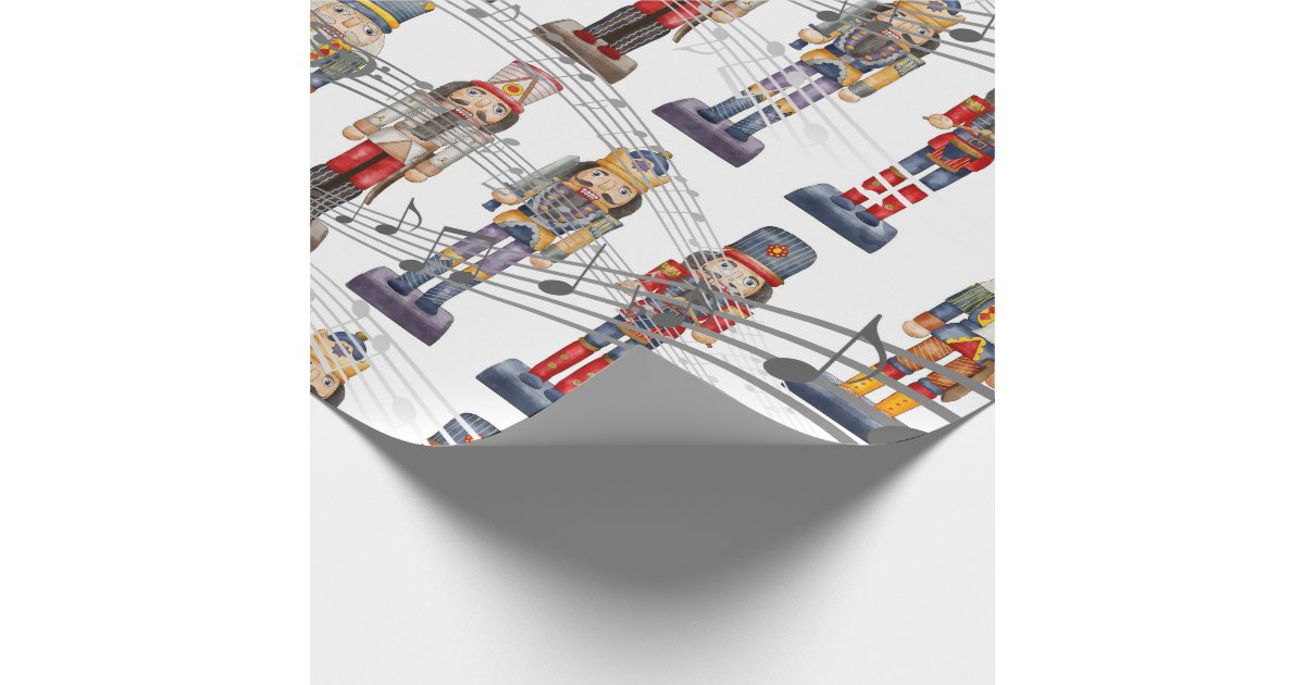 Musical Notes Nutcracker Soldiers Wrapping Paper | Zazzle