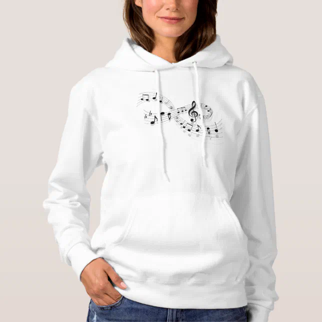 Musical Notes On A Staff Line Womens Hoodie | Zazzle