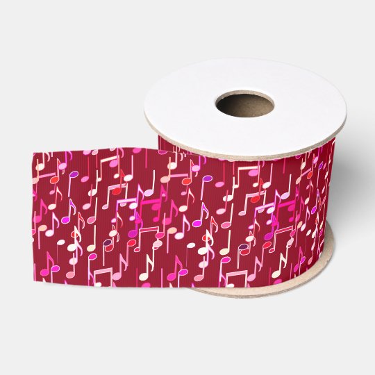 Musical Notes print - burgundy, multi Grosgrain Ribbon | Zazzle.com