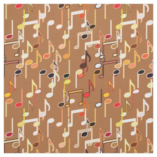 Musical Notes print - Caramel Tan, Multi Fabric | Zazzle