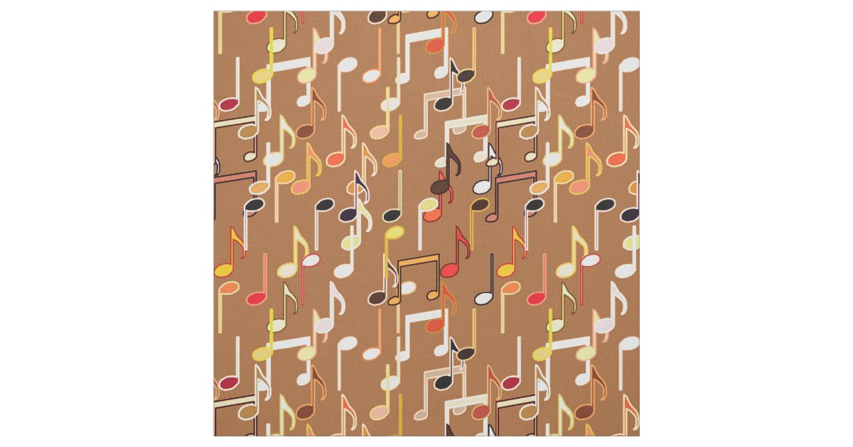 Musical Notes print - Caramel Tan, Multi Fabric | Zazzle