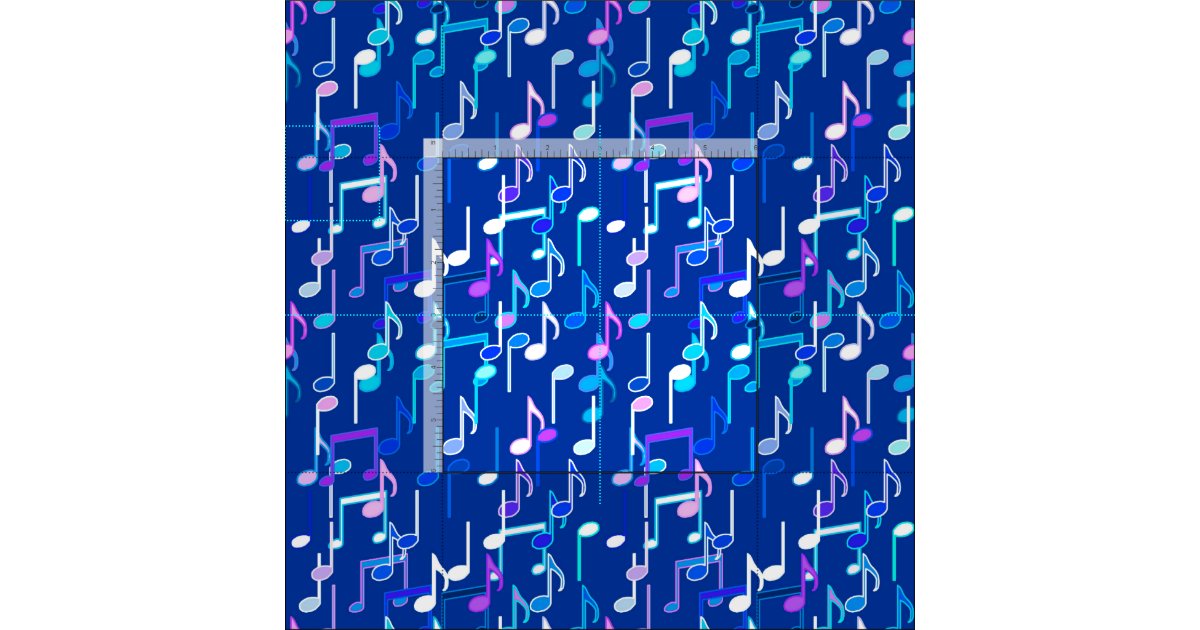 Musical Notes print - indigo blue, multi Fabric | Zazzle