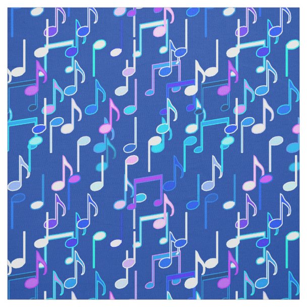 Musical Notes print - turquoise, multi Fabric | Zazzle