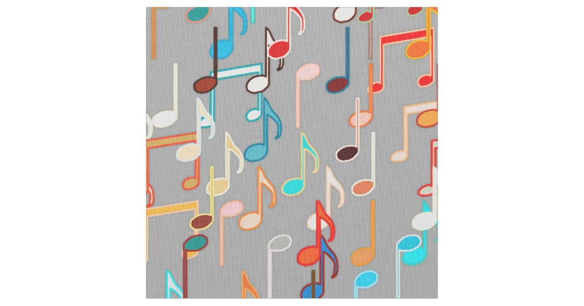 Musical Notes print - Medium Grey, Multi Fabric | Zazzle