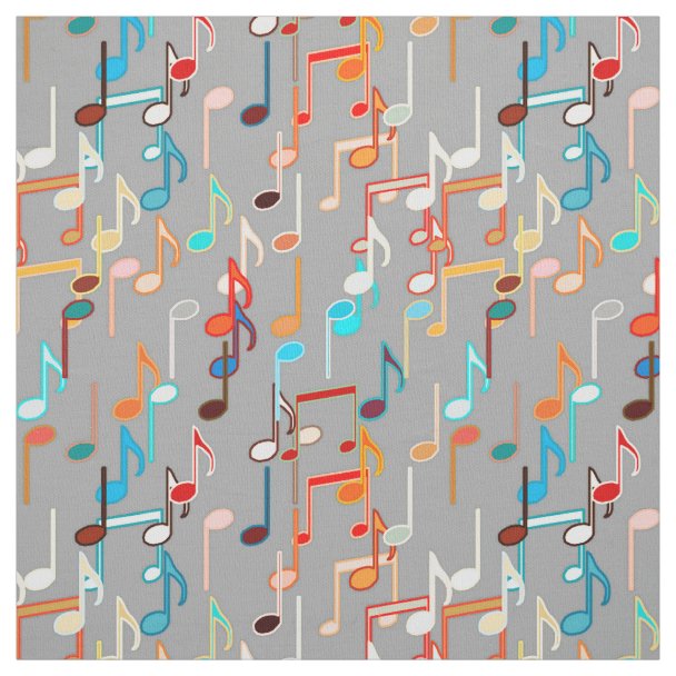Musical Notes print - turquoise, multi Fabric | Zazzle