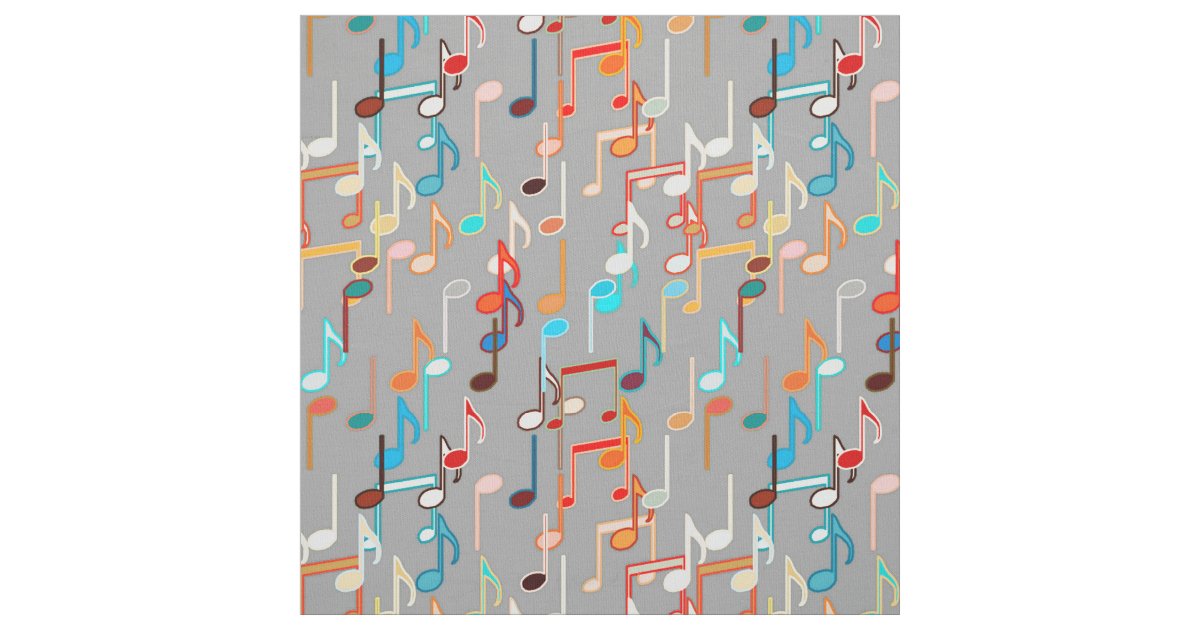 Musical Notes print - Medium Grey, Multi Fabric | Zazzle