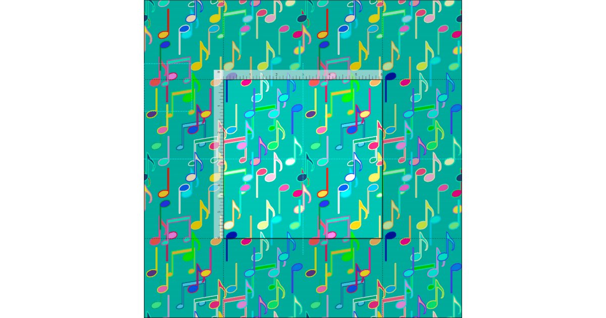 Musical Notes print - turquoise, multi Fabric | Zazzle