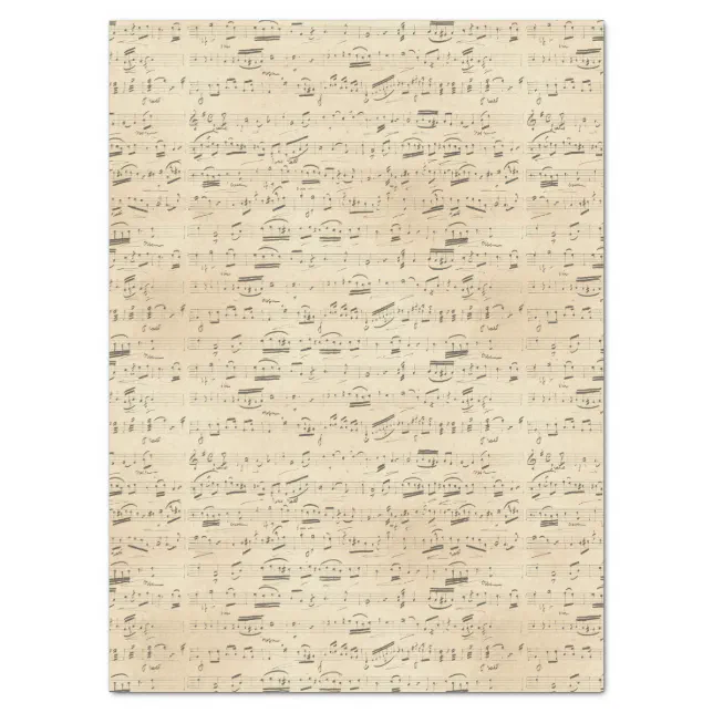 Musical Notes Sheet Music on Tan Decoupage | Zazzle