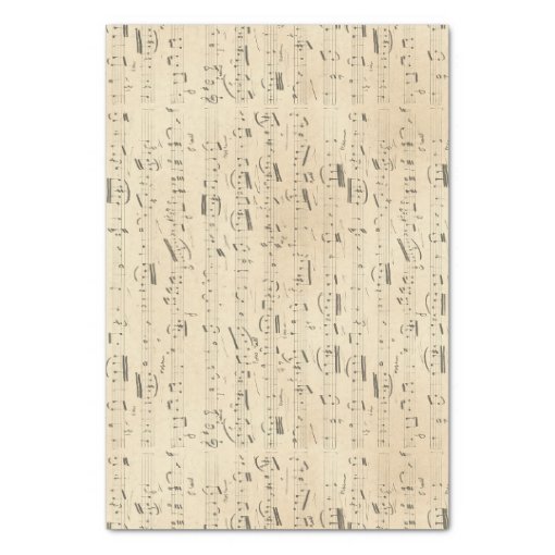 Musical Notes Sheet Music on Tan Decoupage | Zazzle