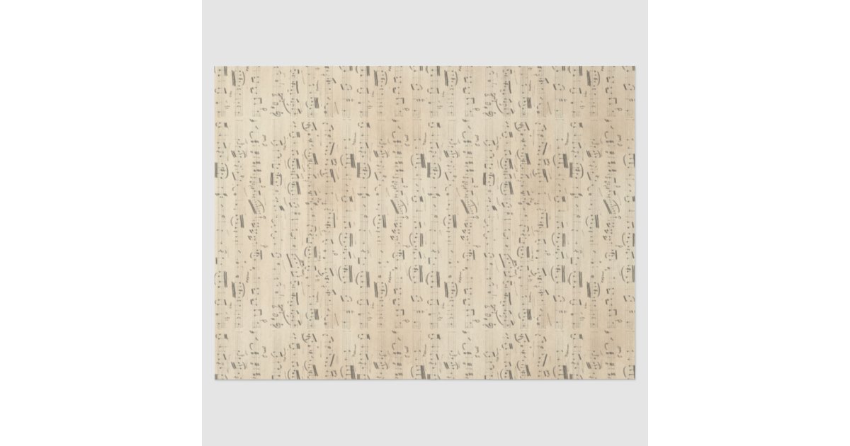 Musical Notes Sheet Music on Tan Decoupage | Zazzle
