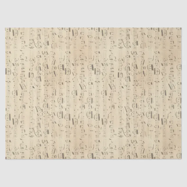 Musical Notes Sheet Music on Tan Decoupage | Zazzle