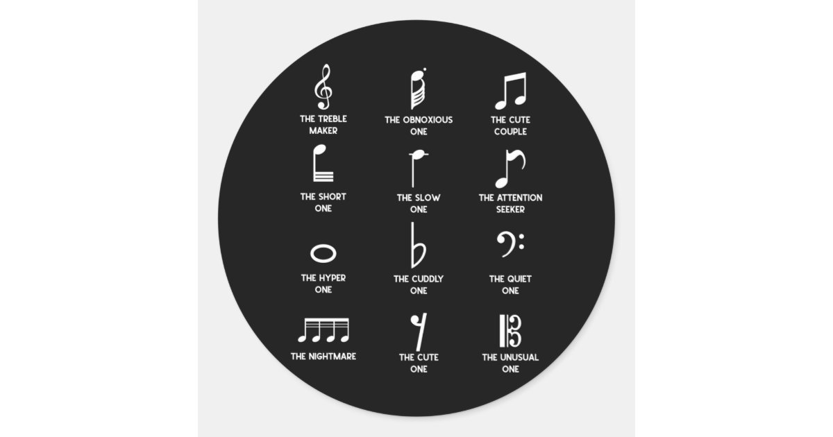 Musical Notes Symbol Definition Humor Classic Round Sticker | Zazzle