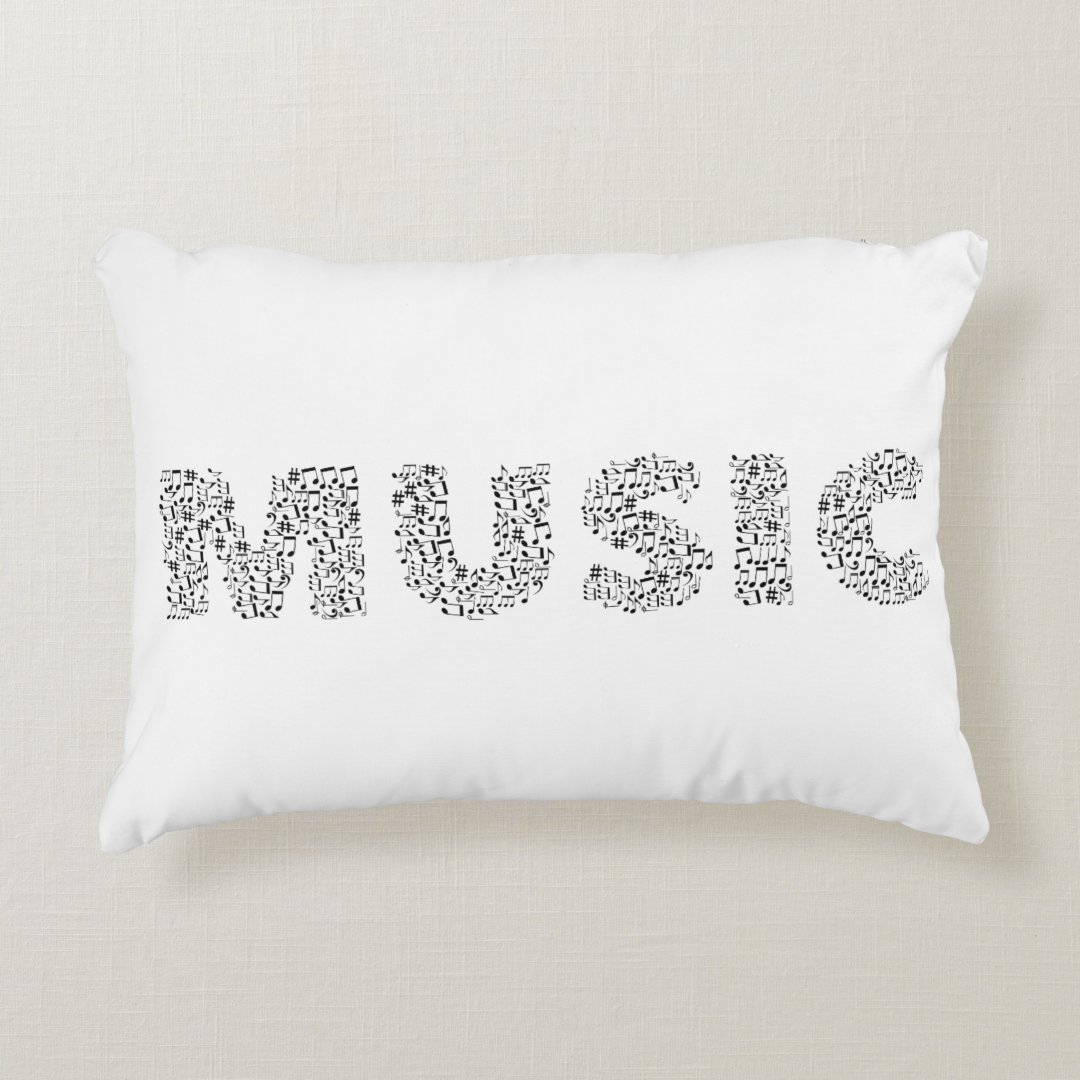 Musical Notes Typography Music Accent Pillow | Zazzle