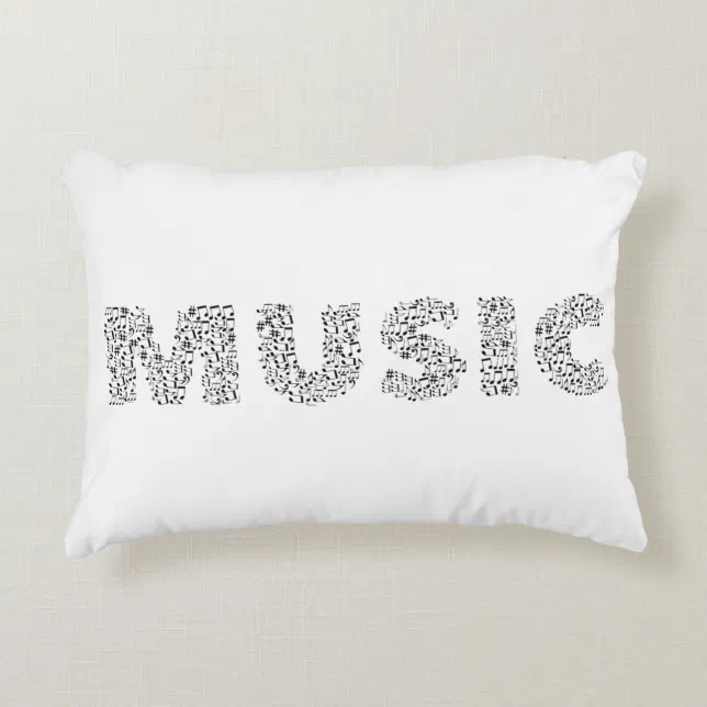 Musical Notes Typography Music Accent Pillow | Zazzle