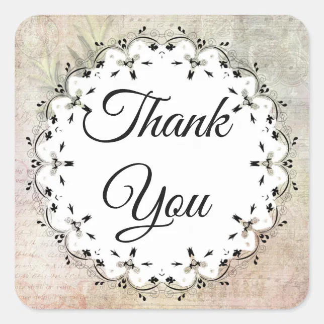 Musical Notes Vintage Thank You Stickers | Zazzle