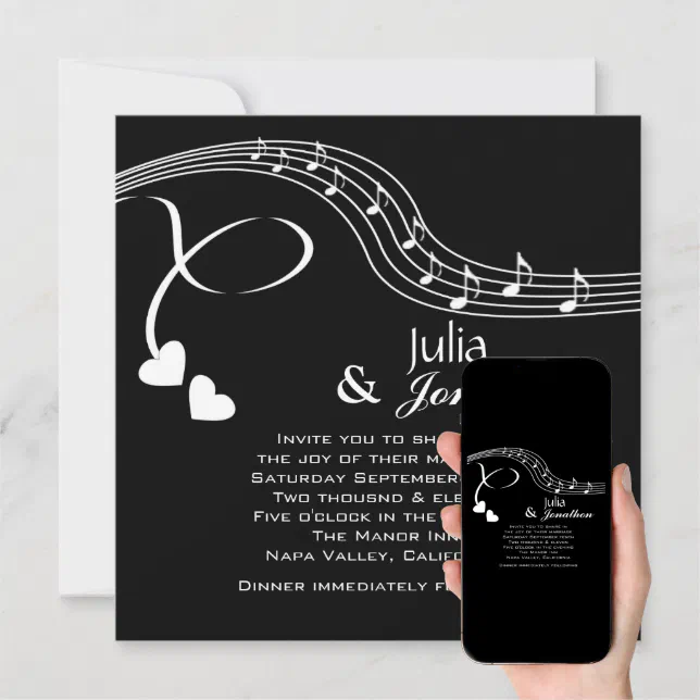 Musical Notes Wedding Invitation | Zazzle