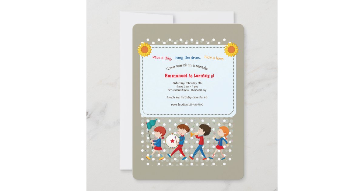 Musical Parade Birthday Invitation | Zazzle