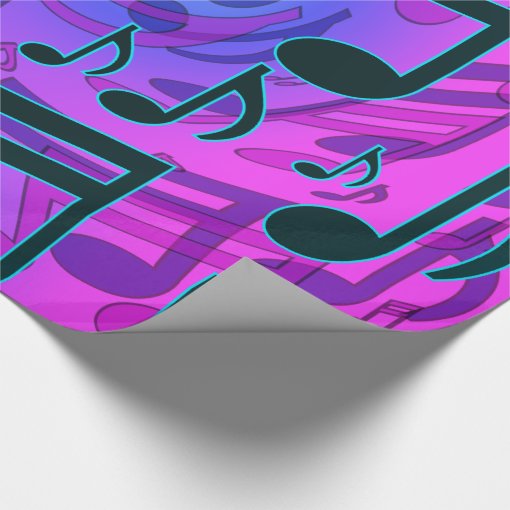 Musical Pattern Dreamy Swirly Music Notes Wrapping Paper | Zazzle