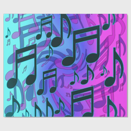 Musical Pattern Dreamy Swirly Music Notes Wrapping Paper | Zazzle