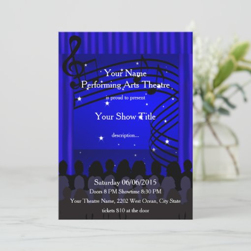 Musical Performing Arts Music Stage Show Invite | Zazzle