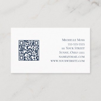 Musical QR code Violin Teacher Navy Blue Business Card | Zazzle