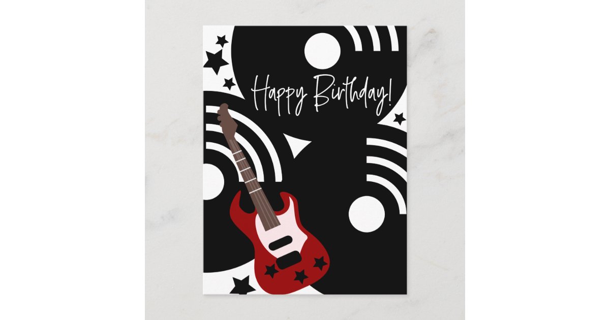 Musical Rock Star Electric Guitar Birthday Postcard | Zazzle