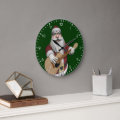 Musical Santa Claus Playing Christmas Songs Large Clock | Zazzle