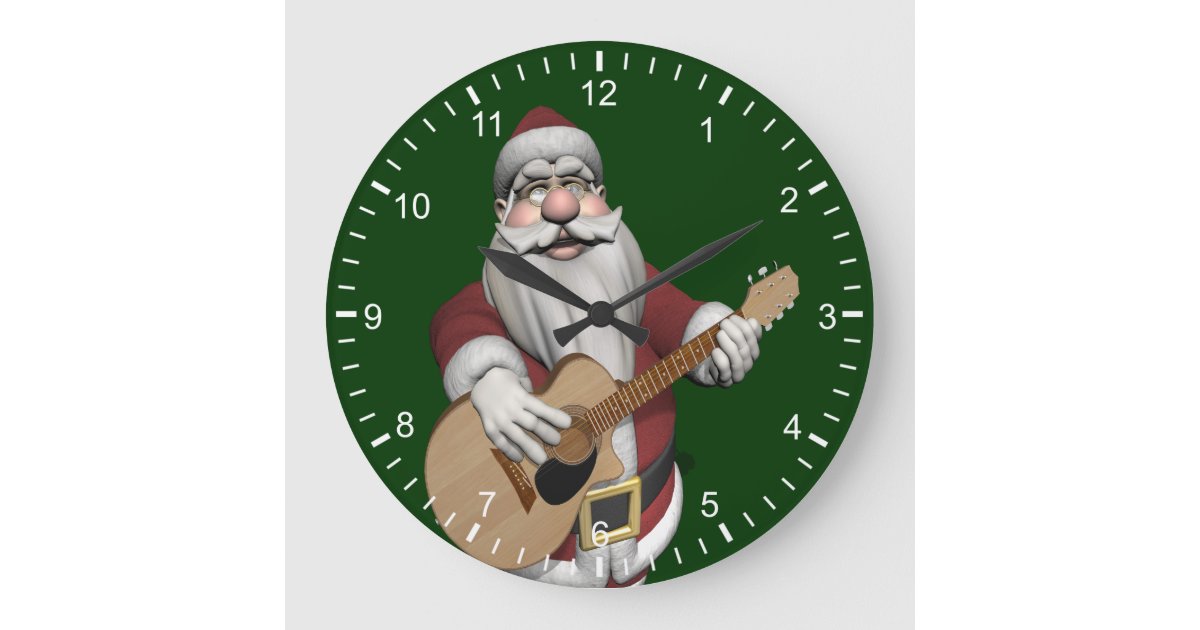 Musical Santa Claus Playing Christmas Songs Large Clock | Zazzle