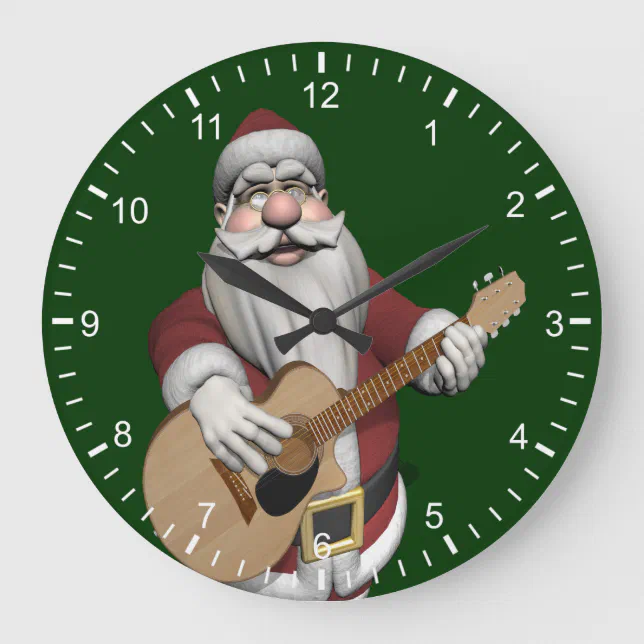 Musical Santa Claus Playing Christmas Songs Large Clock | Zazzle