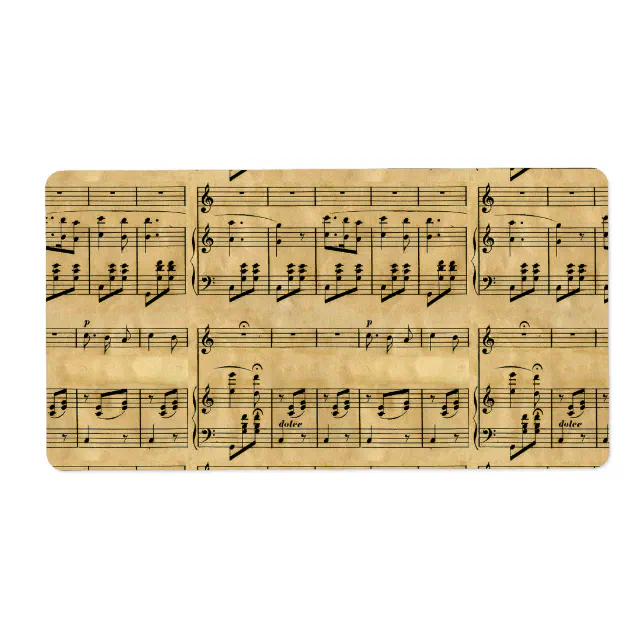 Musical Score Old Parchment Paper Design Label | Zazzle