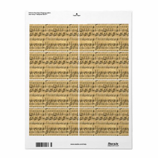 Musical Score Old Parchment Paper Design Label | Zazzle