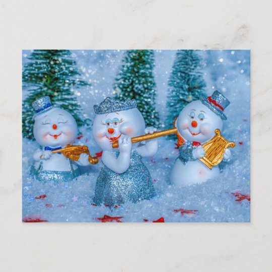 musical snow people postcard | Zazzle.com
