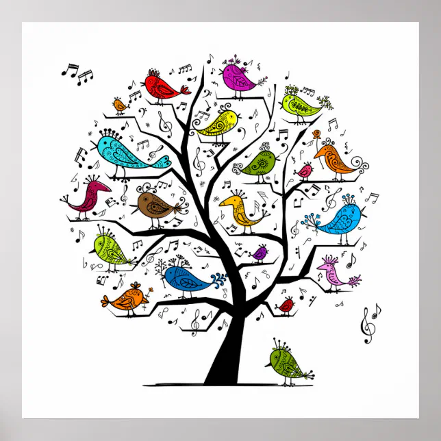 Musical Song Birds Poster | Zazzle