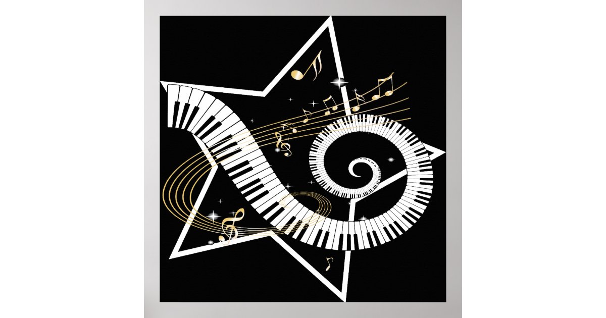 Musical Star golden notes Poster | Zazzle