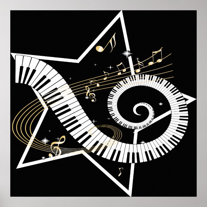 Musical Star golden notes Poster | Zazzle.com