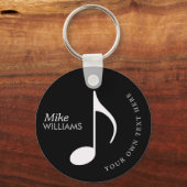 Musical Symbol on Black Keychain with Name | Zazzle
