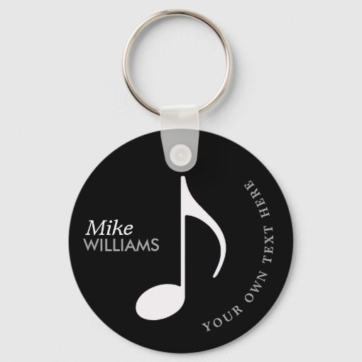 Musical Symbol on Black Keychain with Name | Zazzle
