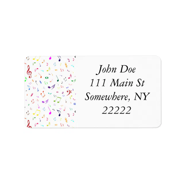 Musical Symbols in Rainbow Colors Label | Zazzle
