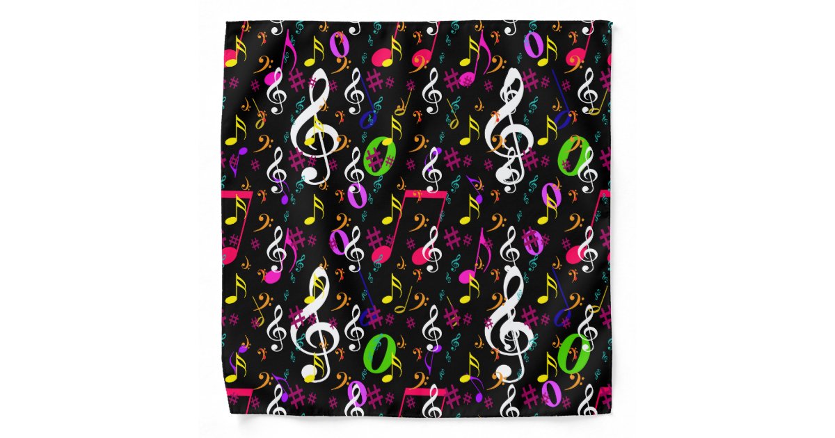 Musical Symbols Pattern Design Bandana | Zazzle