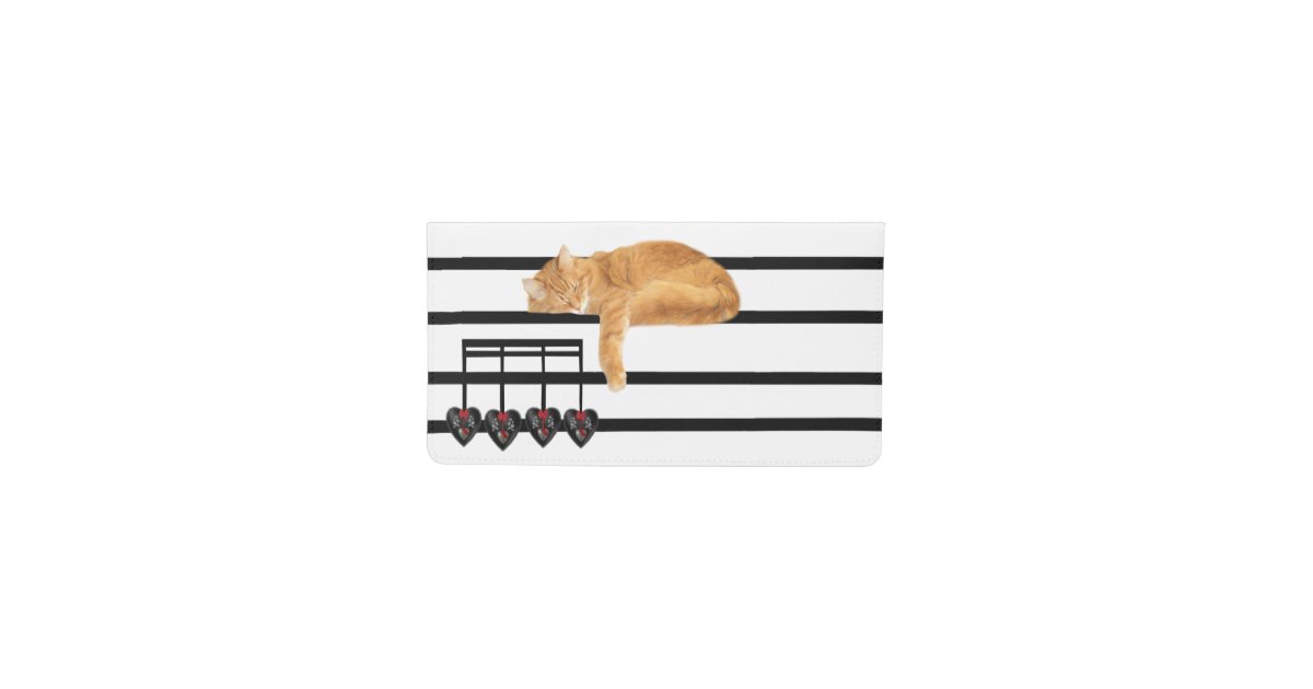 Musical tabby kitty cat checkbook cover | Zazzle