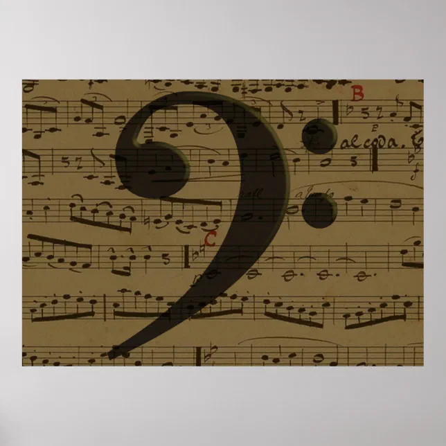 Musical Treble Clef Sheet Music Classic Poster | Zazzle
