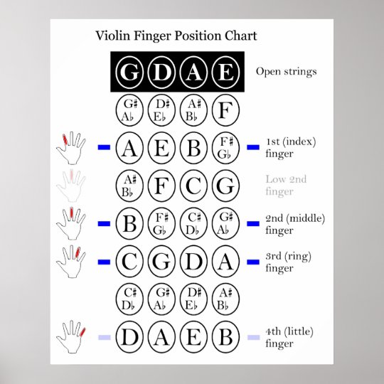 Musical Violin First Position Finger Chart | Zazzle.com