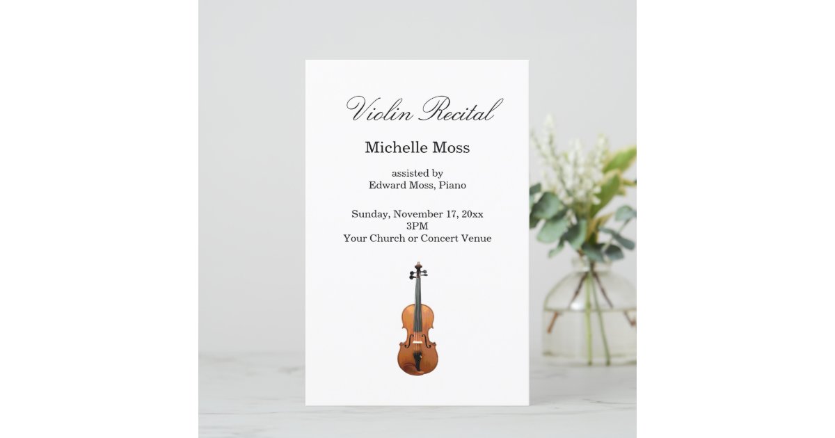 Musical Violin Recital Custom Program | Zazzle