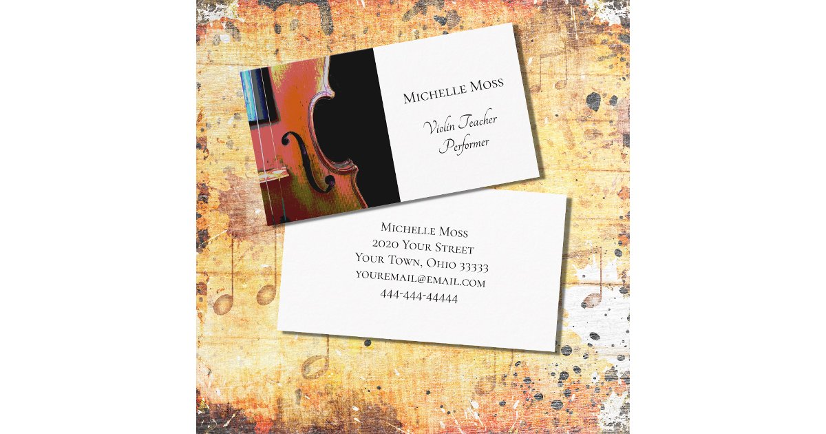 Musical Violin Teacher Performer Elegant Business Card | Zazzle
