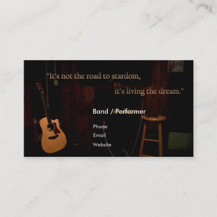 Musician/Band Business Cards! Guitar on stage. Business Card | Zazzle